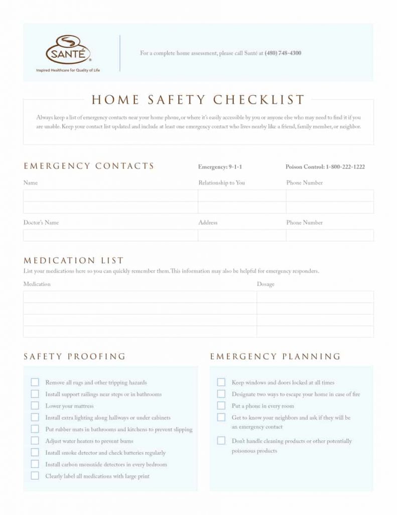 Printable Checklist: Home Safety for Seniors - Santé Cares